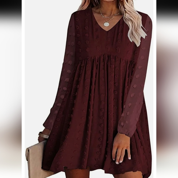 kirundo | Dresses | Kirundo Womens Burgandy Long Sleeve Midi Dress With ...